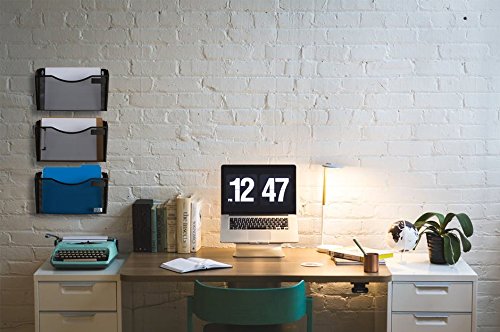 3 Pocket Wall Mount File Hanging Organizer, Metal Mesh Office Home Folder Binder Holder Magazine Mail Sorter Rack + Hardware, Black