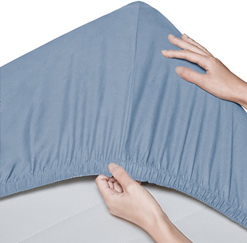 Amazon Brand – Pinzon 300 Thread Count Organic Cotton Bed Sheet Set - Twin, Flint Blue