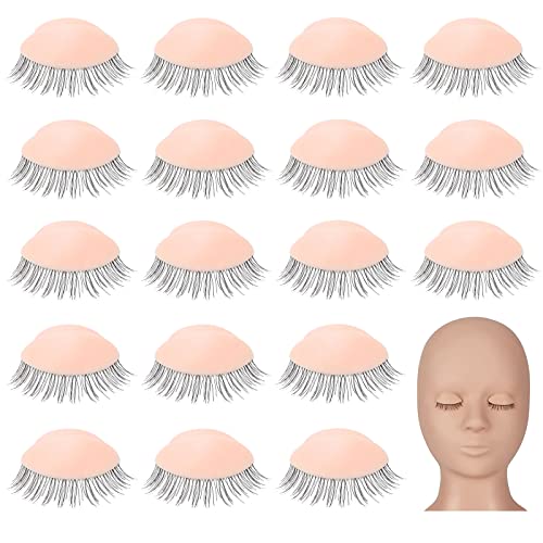 WSERE 9Pairs Removable Eyelids with Lashes, Replaced Eyelid Silicone Realistic Mannequin Eyelids, Mannequin Head Replacement Eyelids, Makeup Training Eyelashes Extensions Replaceable Practice Eyelid A