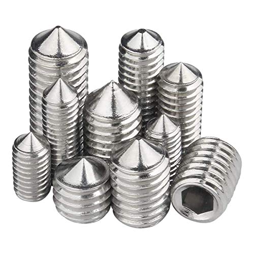 L-A 0.8mm Pitch M5x12mm 304 Stainless Steel Cone Point Hexagon Socket Grub Screws (100Pcs)