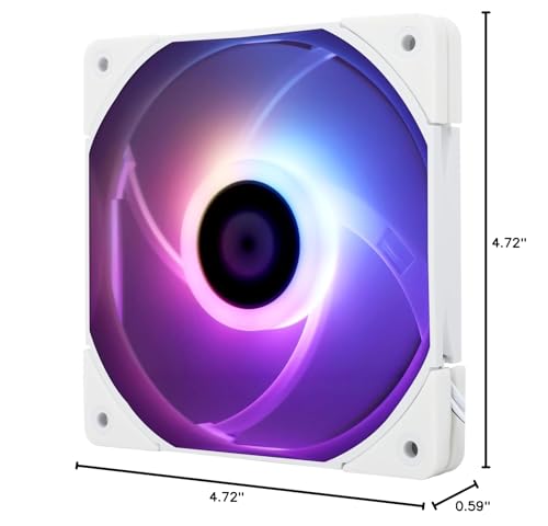 Thermalright C12015W-S CPU Fan Computer case Fan Quiet 4pin PWM ARGB PC Fan, 15mm Slimline Cooler Fan, 120mm CPU Cooling Fan(White)
