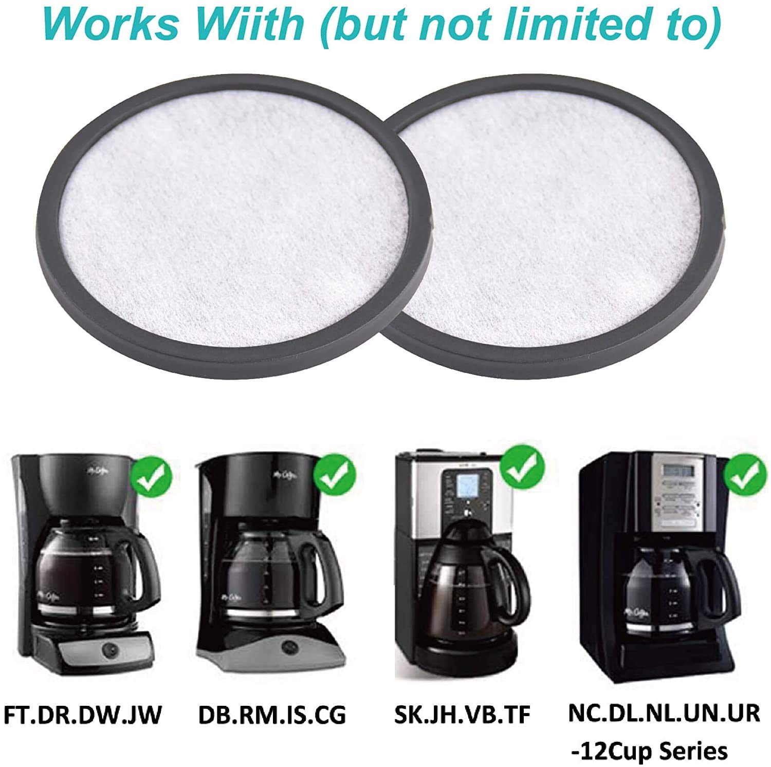 12 PACK Charcoal Water Filters Discs Compatible with Mr. Coffee Machines