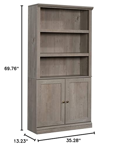 Sauder Bookcase with Doors, L: 35.28" x W: 13.23" x H: 69.76", Mystic Oak finish
