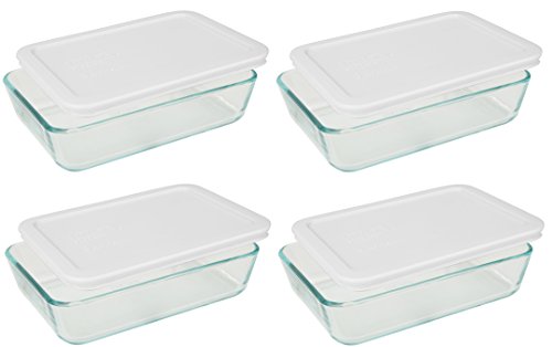 3-Cup Rectangle Food Storage (Pack of 4 Containers) (3 cup, Box of 4 Containers, White lid)