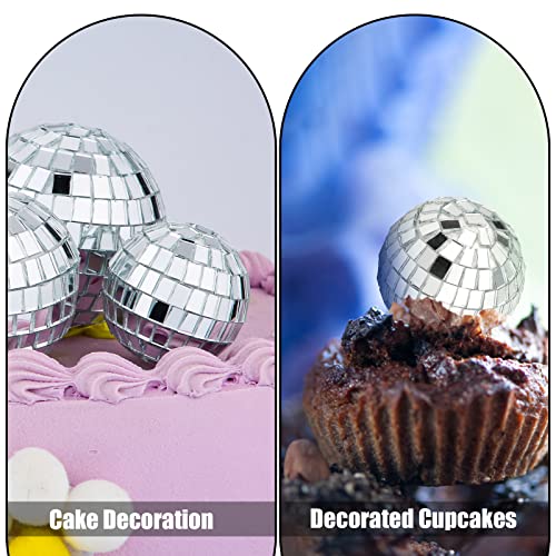 12pcs Disco Ball Cake Toppers, 4 sizes disco ball cake topper sliver Disco Theme Accessories for Birthday Cake Party 70s Theme Party Favor Cake Disco Ball Party Decorations