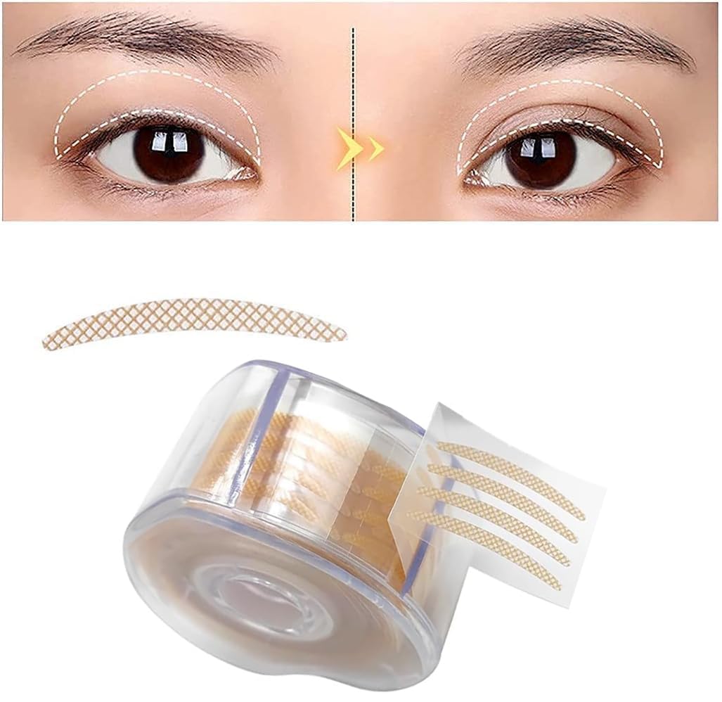 Waterproof Invisible Double Eyelid Tape - 1200 Pieces Natural Fiber Eyelid Lifter Strips, Eye Lift Tape for Droopy Lids, 2 Rolls Invisible Eye Stickers, Big Eye Decoration