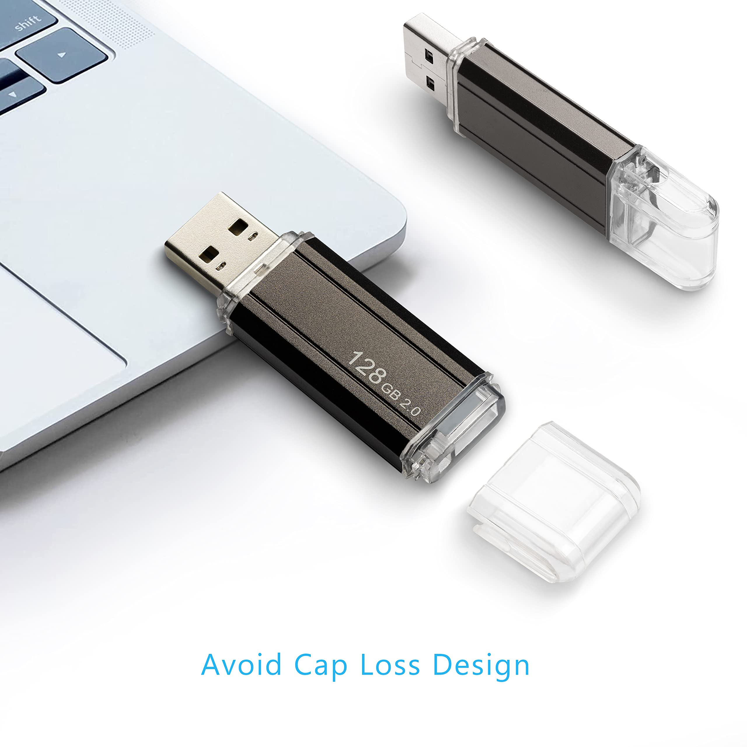 128GB USB Flash Drive Bulk 10 Pack Multipack Reading 20MB/s Writing 10MB/s 128 GB 128G 128 G Thumb Drive Set 2.0 with LED Light Memory Stick Zip Drive USB Drive Jump Drive Pen Drive for Data Storage