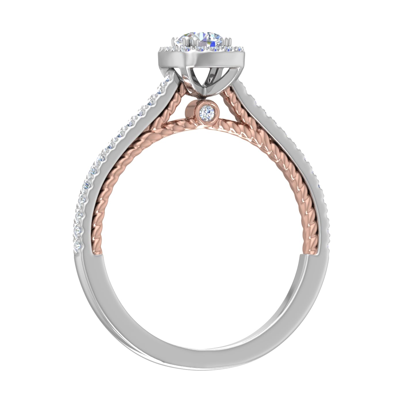 1/2 Carat Diamond Cushion Shape Halo Engagement Ring in 10K White & Rose Gold (Ring Size 7)