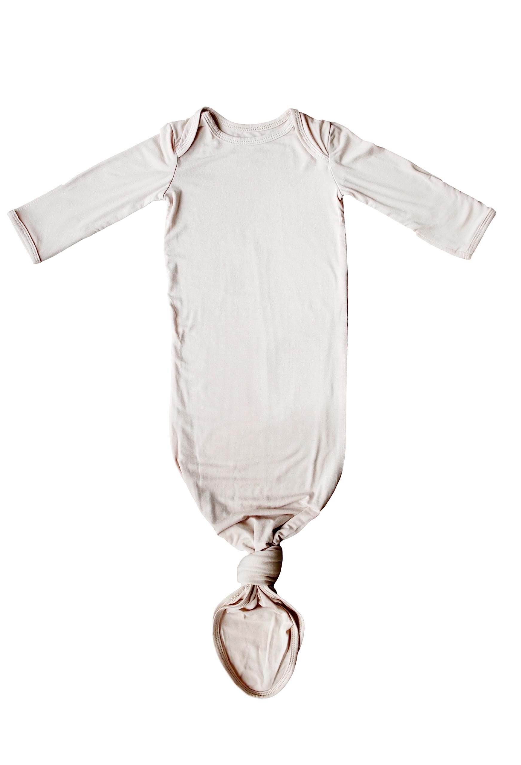 Marlowe & Co Knotted Newborn Baby Gown, Ultra Soft Knotted Sleeper Gown for Baby Boy and Girl (Natural, 0-3 Months)