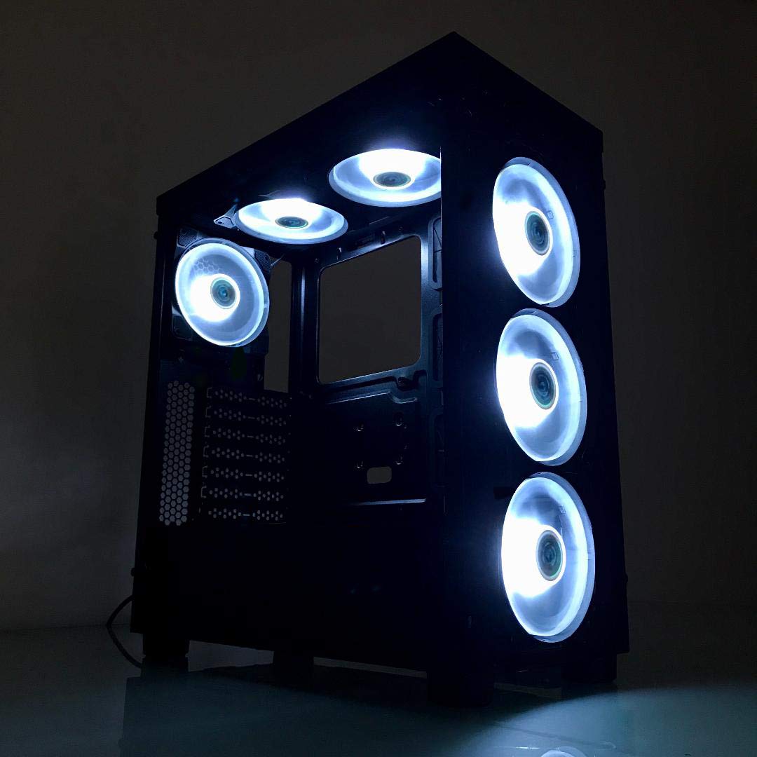 Apevia CO512L-WH Cosmos 120mm White LED Ultra Silent Case Fan w/ 16 LEDs & Anti-Vibration Rubber Pads (5 Pk)