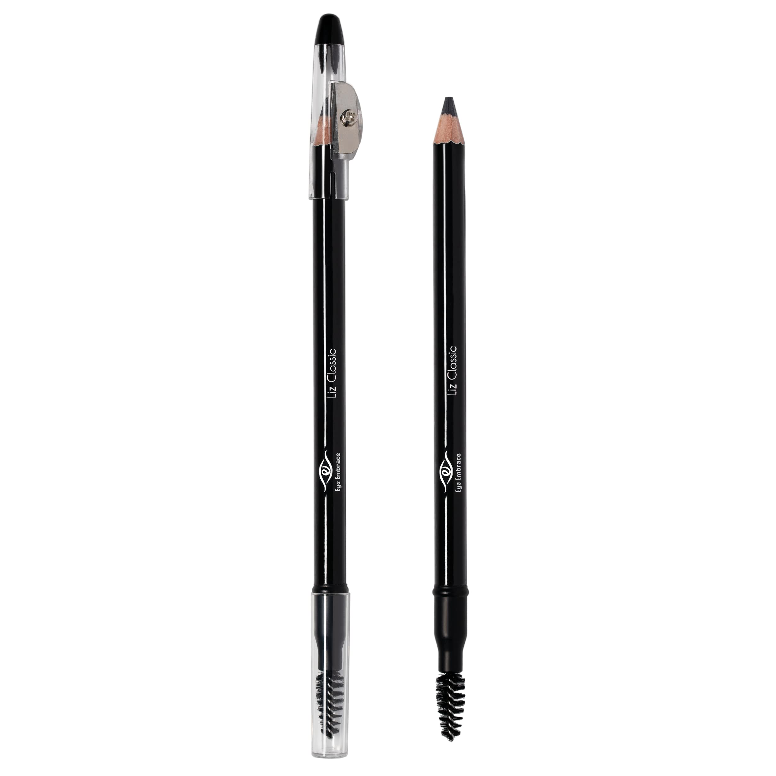 Eye Embrace Liz Classic: Warm Medium Gray Wooden Eyebrow Pencil β Waterproof, Double-Ended Pencil with Sharpener & Spoolie Brush, Cruelty-Free