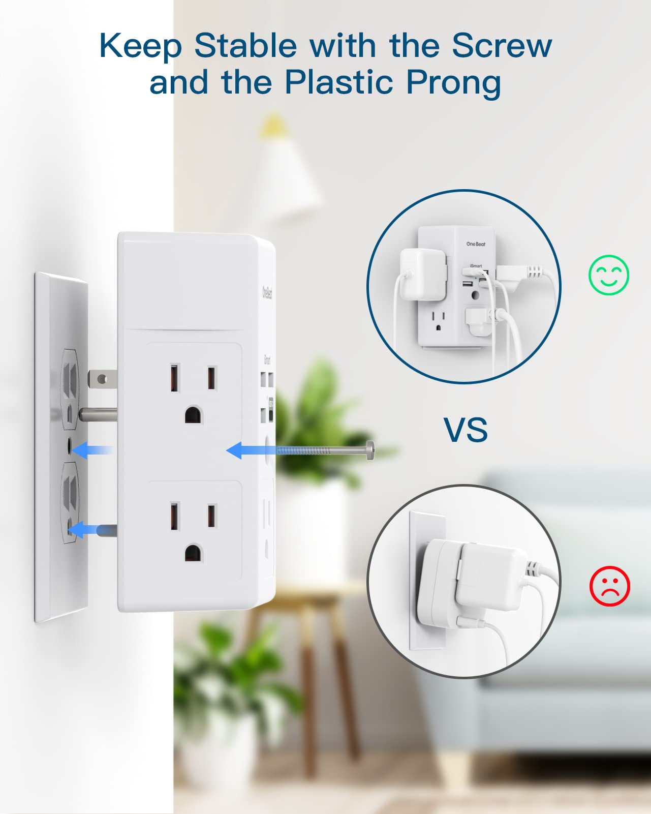 10Ft Extension Cord and 1800J Surge Protector with USB Bundle