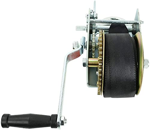 2500lbs Hand Winch + 24FT Strap, Heavy Duty Hand Crank Gear Winch Portable Manual Winch for Trailer, Boat or ATV