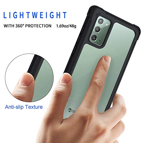 seacosmo Note 20 Case 5G, [Shock Absorption] Full-Body Protective Clear case with Built-in Screen Protector, Dual Layer Bumper Cover Hybrid Phone Case for Samsung Galaxy Note20, Black