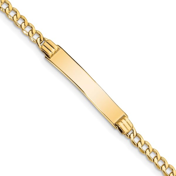 10K Yellow Gold Curb Link Name Bar Identification ID Bracelet