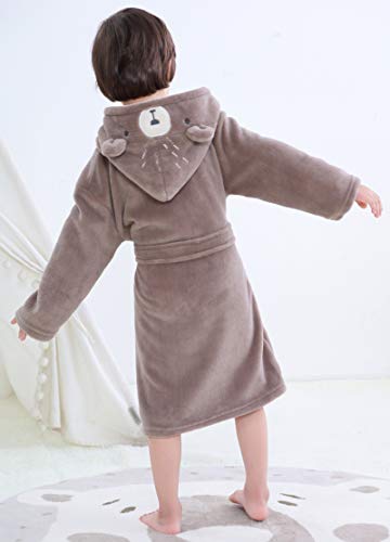 Baby Unisex Plush Animal Hooded Robe for Toddler Multicolored Sleepwear,Bear 3T