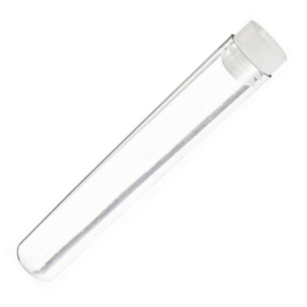 12x75mm PS Test Tube, with 12mm Flange Cap, Natural (Pack 10) Karter Scientific 401Q2