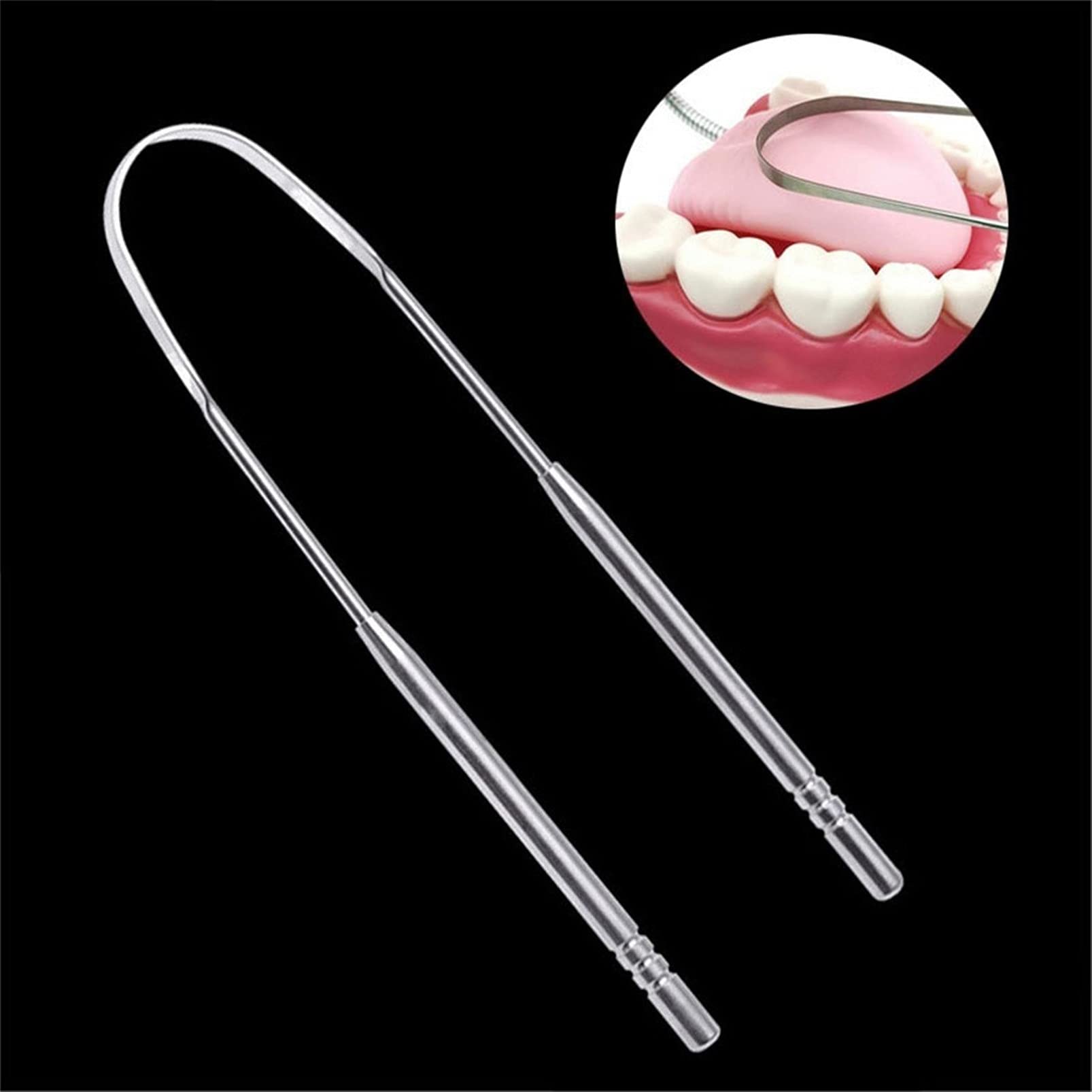 LoveAloe Durable Tongue Cleaning Brush Metal Travel Portable Food Scraper For Adults Keep Teeth Healthy