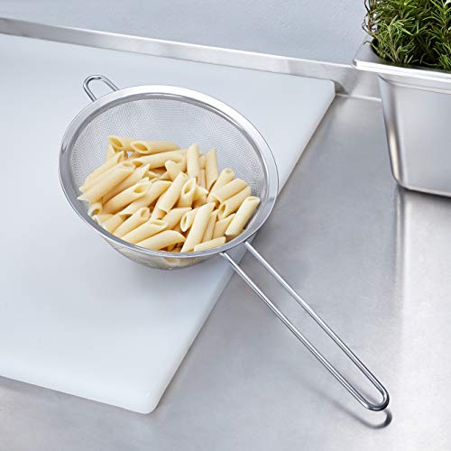 AmazonCommercial Stainless Steel 3-Piece Strainer Set, Set Contains 3.3", 5.5", and 7.75" Strainers, Pack of 3