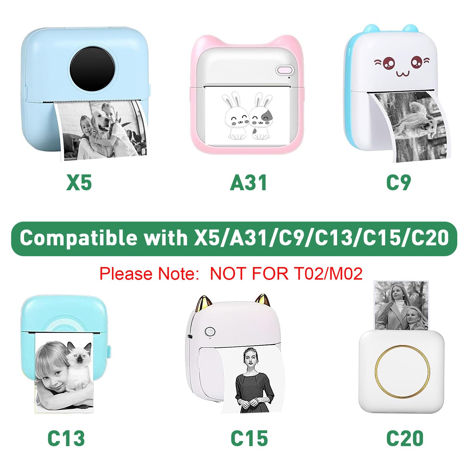 10PCS Mini Printer Paper,Thermal Sticker Paper,Self-adhesive,Mini Thermal Printer Paper,Mini Photo Printer Labels, For Photos, To-do Lists,Notes,Black On White,5.7 x 2.5cm