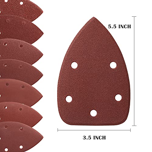 105 PCS Mouse Sander Sandpaper Assortment Palm Sander Sandpaper Detail Sander Sandpaper Hook and Loop 40/60/80/120/180/240/320 Grit Mouse Sandpaper