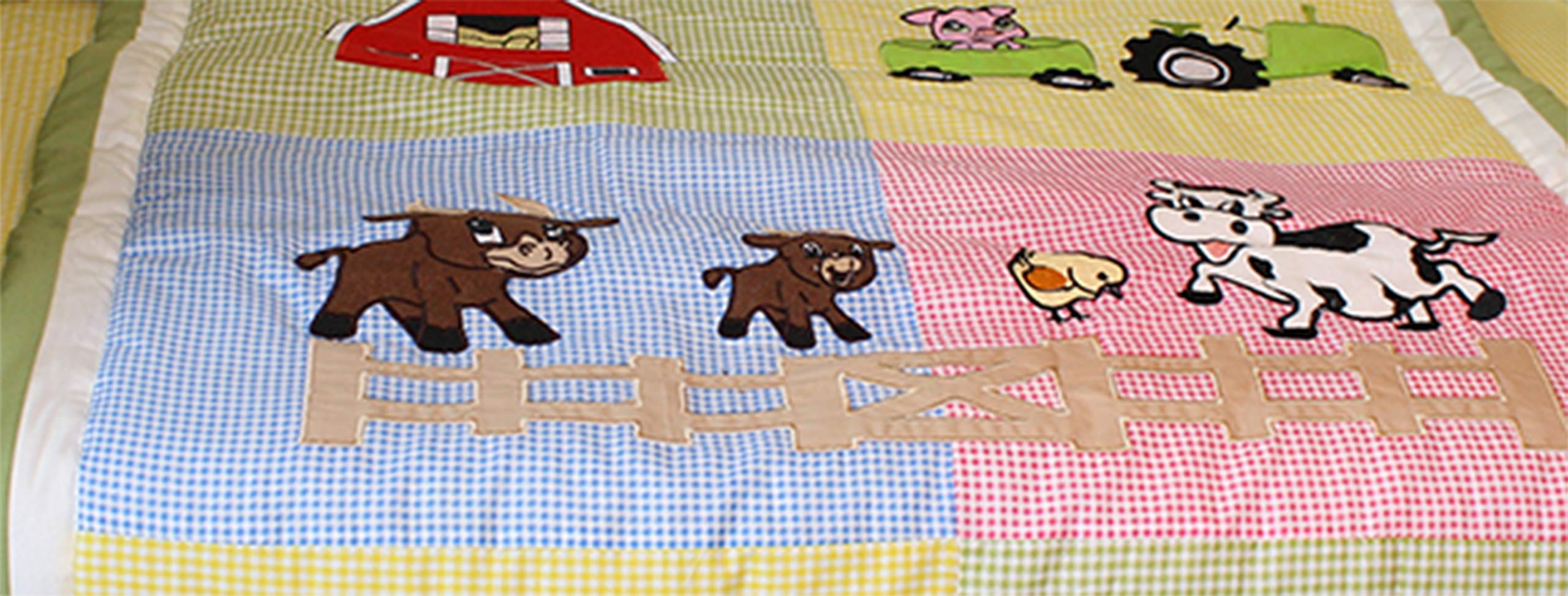 BabyFad Barnyard Farm Animals Nursery Baby with Musical Mobiile 9 Piece Baby Crib Bedding Set 100% Cotton