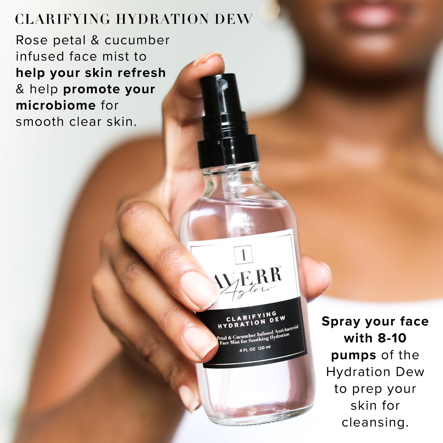 Averr Aglow - Rose Water Clarifying Hydration Dew - Prevents Acne Breakouts, Blackheads & Blemishes - Daily Skincare Moisturizing Face Mist - Balance Oily & Dry Skin - Hydrate & Soothe Redness - 4 oz