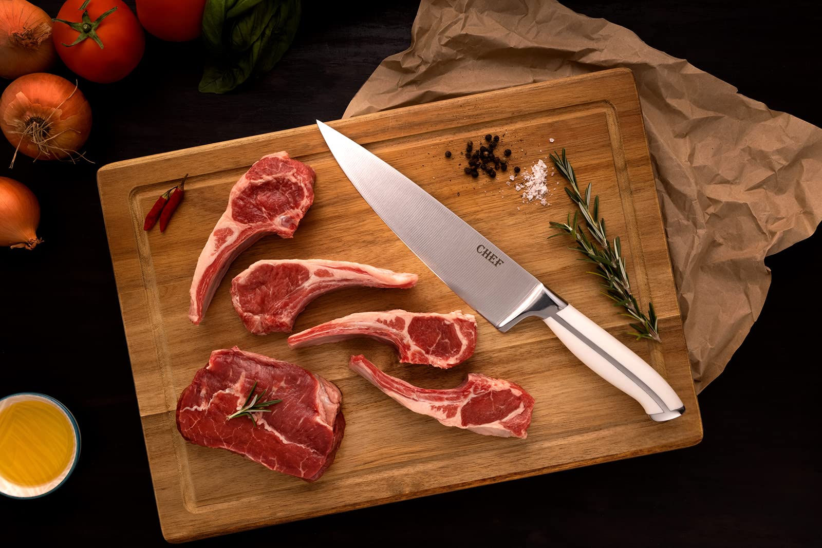 Blue Moon Stainless Steel 5-Piece Knife Set & Block