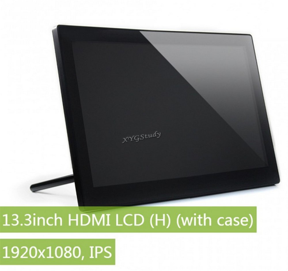 13.3inch HDMI LCD (H) (with case), IPS 1920x1080 Capacitive Touch Screen Display LCD with Panel Protection Cover Case Supports BB Black Raspberry Pi 4 3 2 Raspbian Ubuntu WIN10 IOT Mini PC @XYGStudy