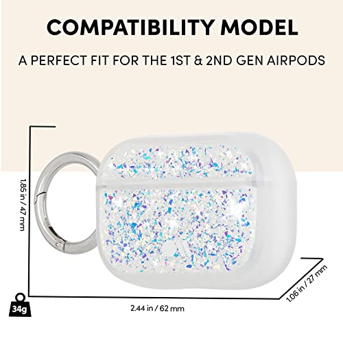 Case-Mate Protective AirPod Pro Case Cover, Soft Silicone Cover with Keychain Ring for Men and Women, Compatible with Apple AirPods Pro, Front LED visible - Twinkle Stardust