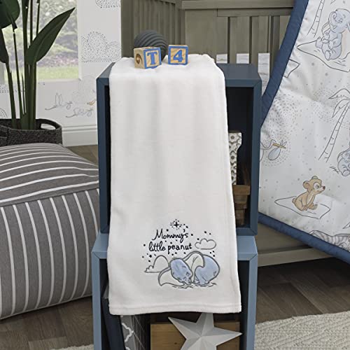 Disney Dumbo Mommy's Little Peanut Ivory, Gray, Blue Kangaroo, Bear, Zebra, Stork with Palm Trees 6Piece Nursery Crib Bedding Set, Ivory, Blue, Grey, Tan
