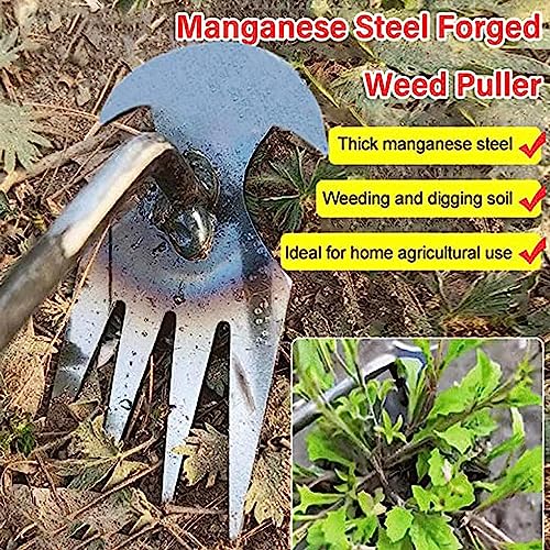 2023 New Weeding Tools Weed Pulling Tools,Manganese Steel Forging Weeding Machine,Hand Weeder Tool,Weed Puller 4 Teeth Dual Purpose Weeder,Garden Weeder Tools(50cm) (19.6IN)