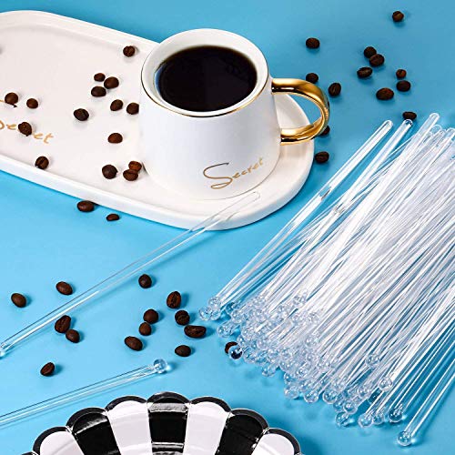 Ball Head Stirrer Disposible Plastic Round Top Crystal Swizzle Sticks ,Crystal Cake Pops, Cocktail Coffee Drink Stirrers 100 Pieces (Clear)
