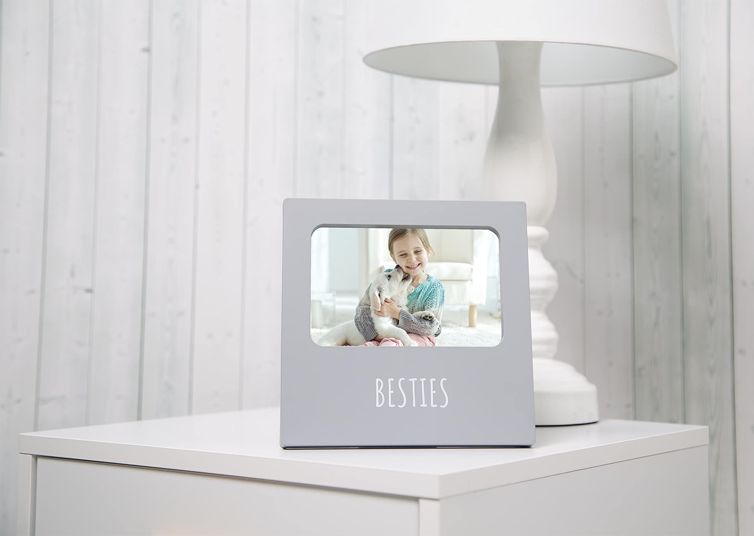 Little Pear Besties Frame, Pet Keepsake Picture Frame, Sibling Keepsake Picture Frame, Baby Girl Or Baby Boy Nursery Décor, 4x6 Photo Insert, Tabletop Picture Frame, Gray