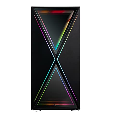 Bgears b-BlackWidow-RGB Black Gaming PC ATX case, Special Ripple effect Front Panel, Tempered Glass side. 2 x USB3.0, 3 x PWM 120mm ARGB Fans, Fan Controller with Remote, Support up to EATX board