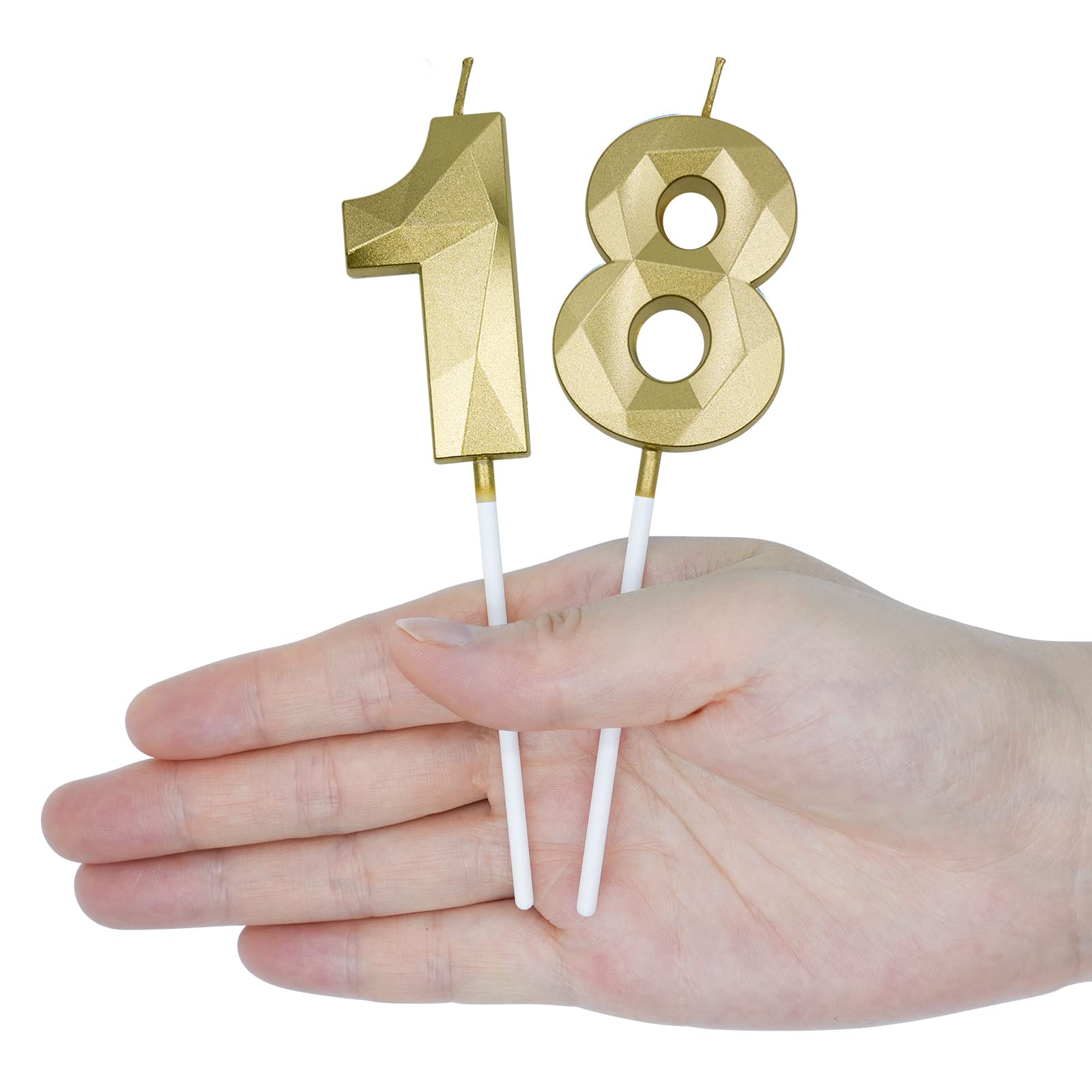100th Birthday Candles for Cake, Gold Number 100 3D Diamond Shaped Candle Birthday Decorations Party Supplies