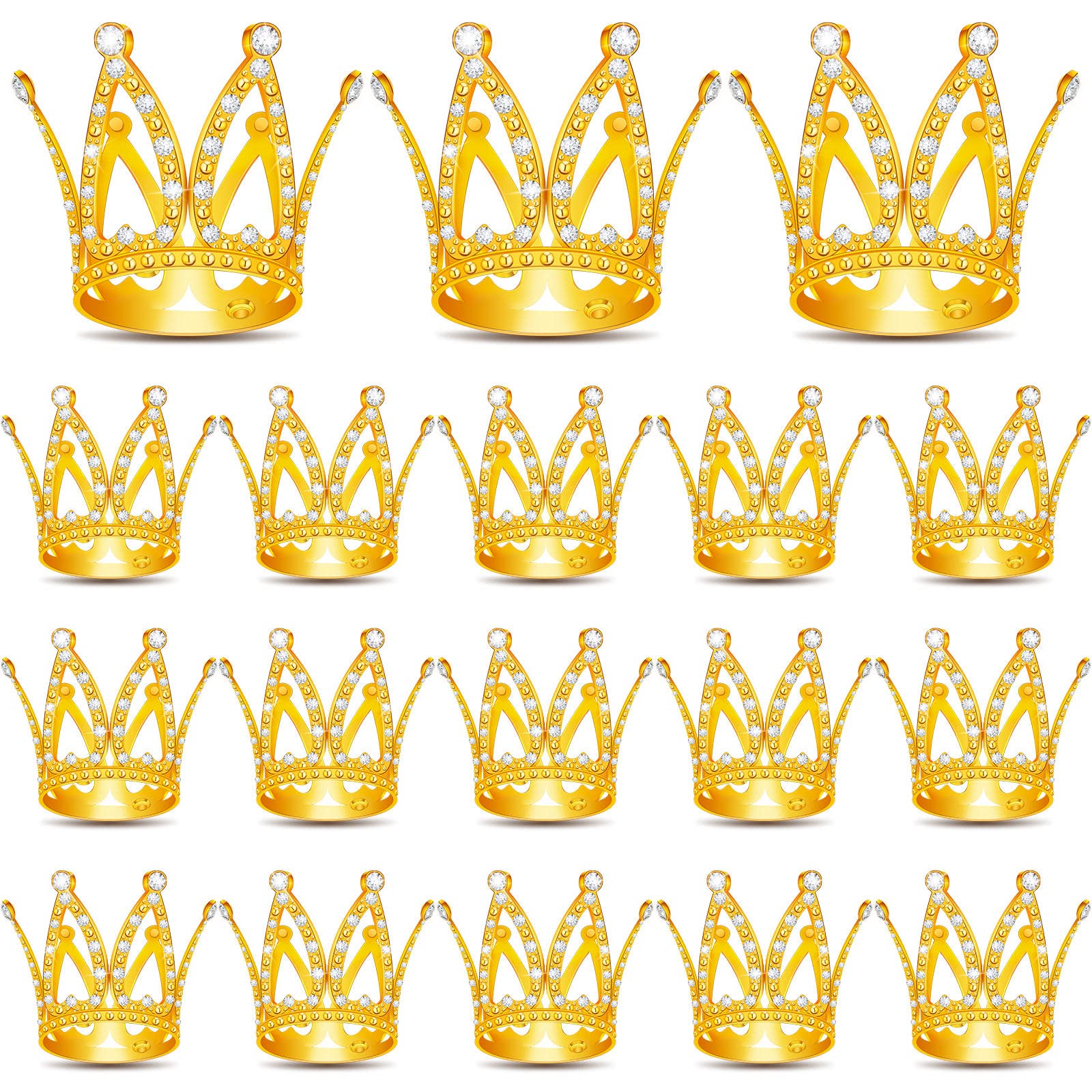 18 Pcs Crown Cake Topper, Mini Tiara Birthday Cake Toppers, Mini Crown for Flower Arrangements Women Lady Girl Wedding Baby Shower Birthday Party