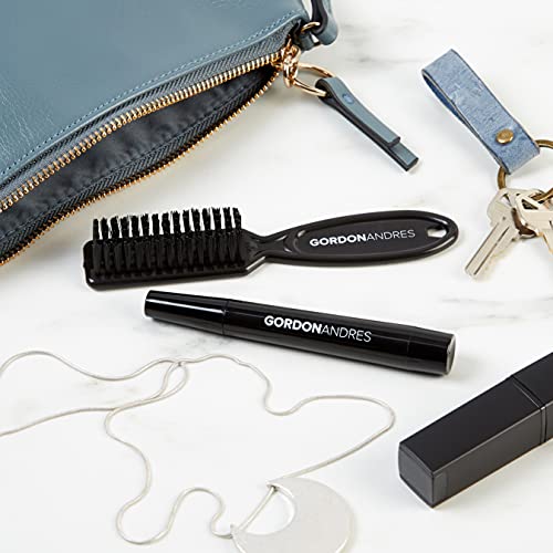 Gordon Andres Water Proof Beard Pencil for Men, Long Lasting Coverage & Natural Finish - Beard, Moustache & Eyebrows - Micro-Fork Tip for Seamless Application - Includes Brush for Blending (Black)