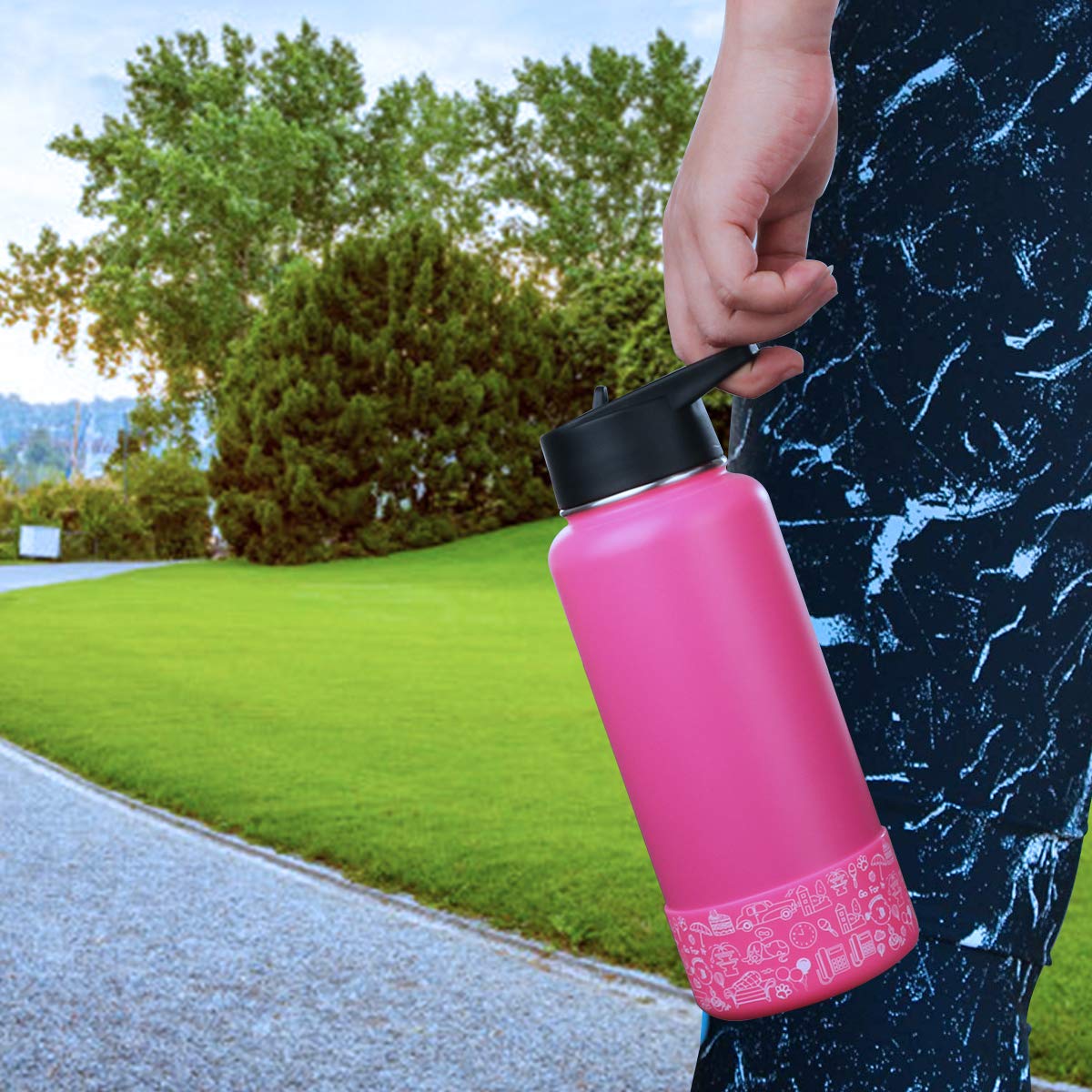 Hank Leandro Upgraded Protective Silicone Boot for 32-40oz Water Bottle,BPA-Free Safe Anti-Slip Bottom Sleeve Cover