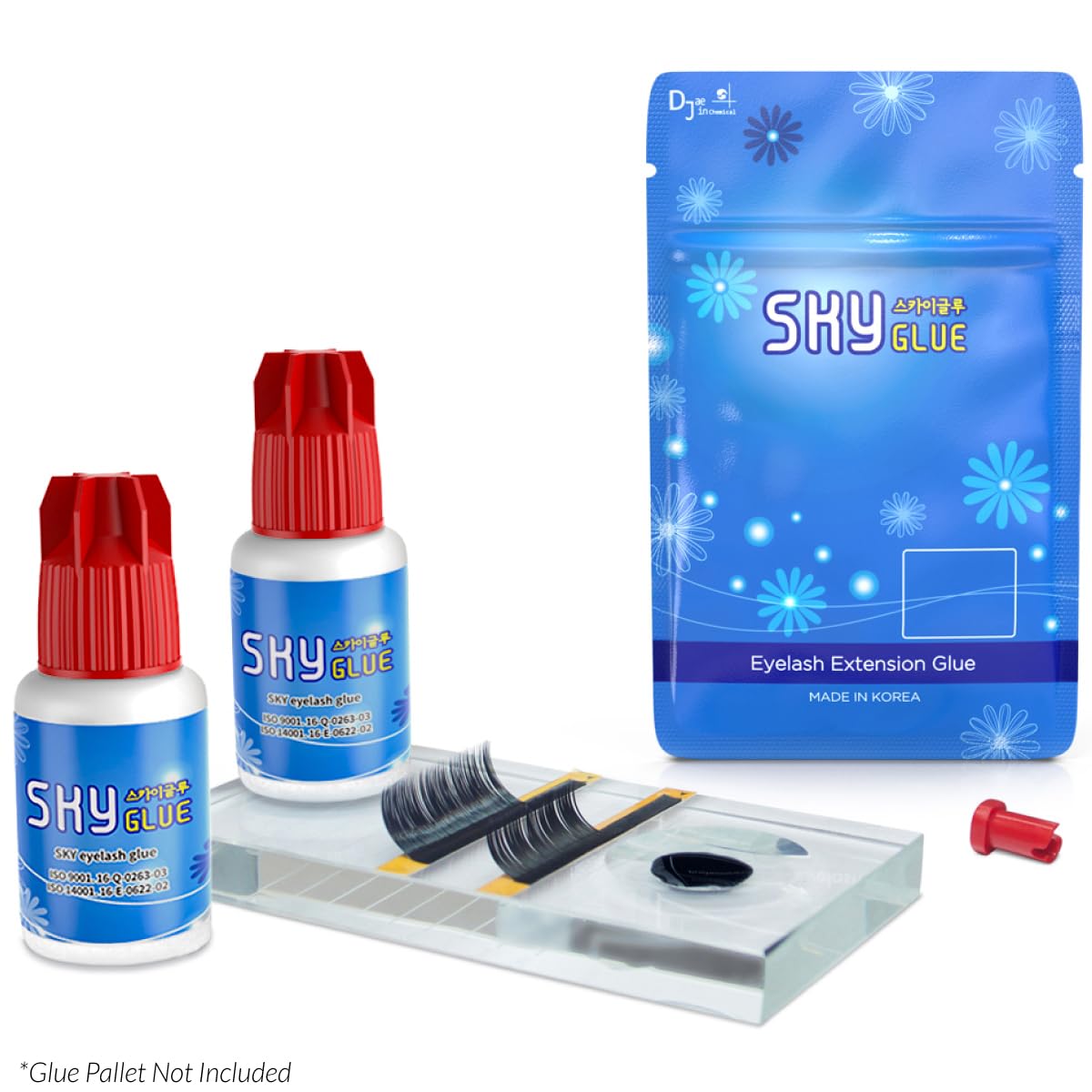 2 Bottles Sky Glue for Eyelash Extensions S+ | Super Strong Black Lash Extension Adhesive for Professional Long Lasting Semi Permanent Individual Lash Extensions | Fast Drying / 7+ Week Retention 5ml