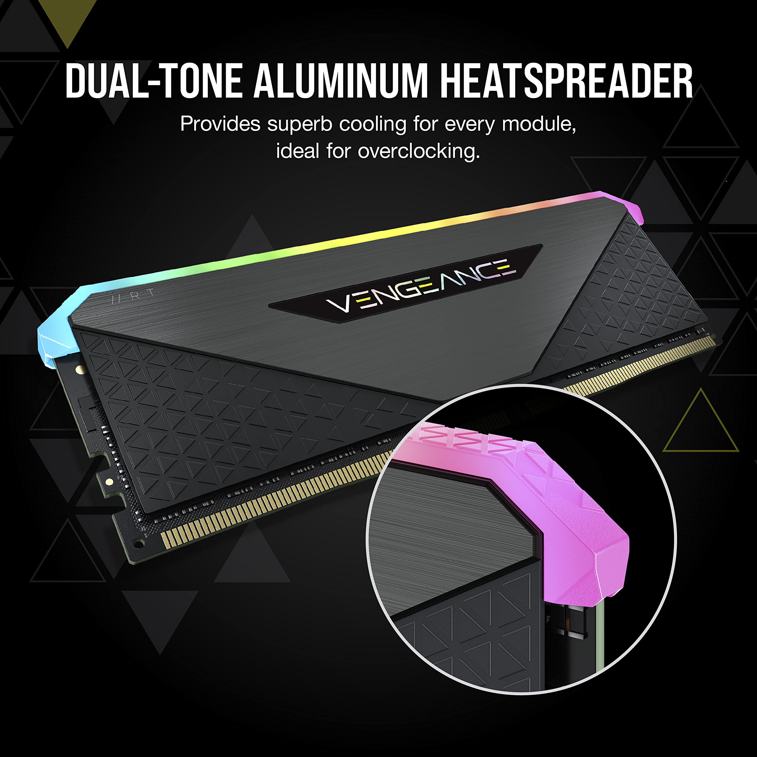 CORSAIR VENGEANCE RGB RT 64GB (2x32GB) DDR4 3600 (PC4-28800) C18 1.35V Desktop Memory