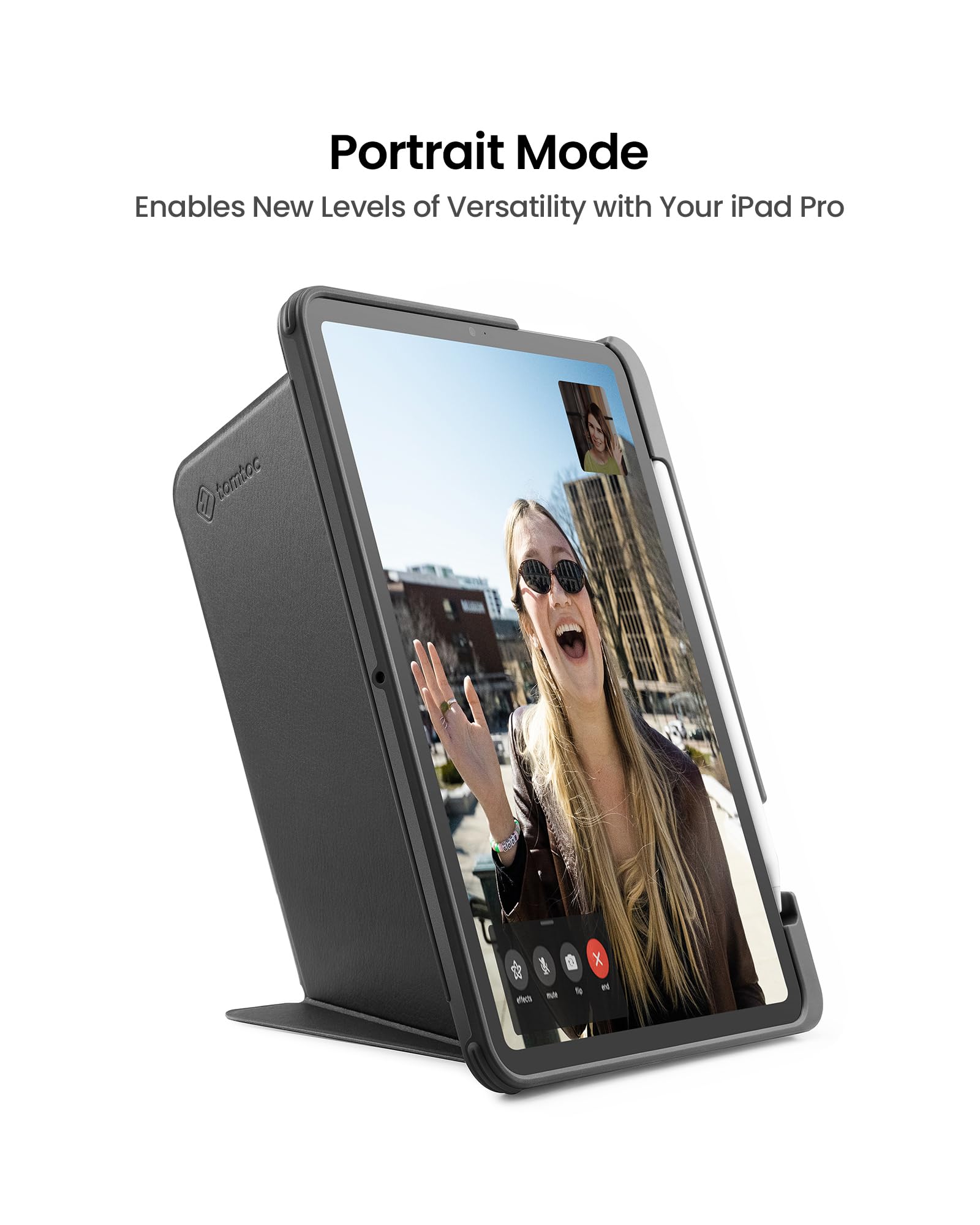 tomtoc Vertical Case for iPad Pro 11-inch 4th/3rd Gen 2021-2022, Slim Protective Anti-Bend Case with Magnetic Stand for 3 Use Modes, Support Wireless iPad Pencil Charging, Black