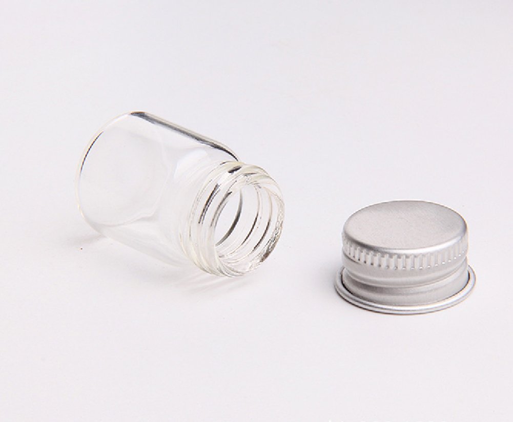 10Pcs/7ML Empty Sample Glass Bottles Jars Vials Case Container with Screw Caps,Transparent