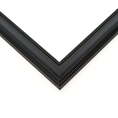 19x45 Frame Black Real Wood Picture Frame Width 1.25 Inches | Interior Frame Depth 0.5 Inches | Garrin Black Traditional Photo Frame Complete with UV Acrylic, Foam Board Backing & Hanging Hardware
