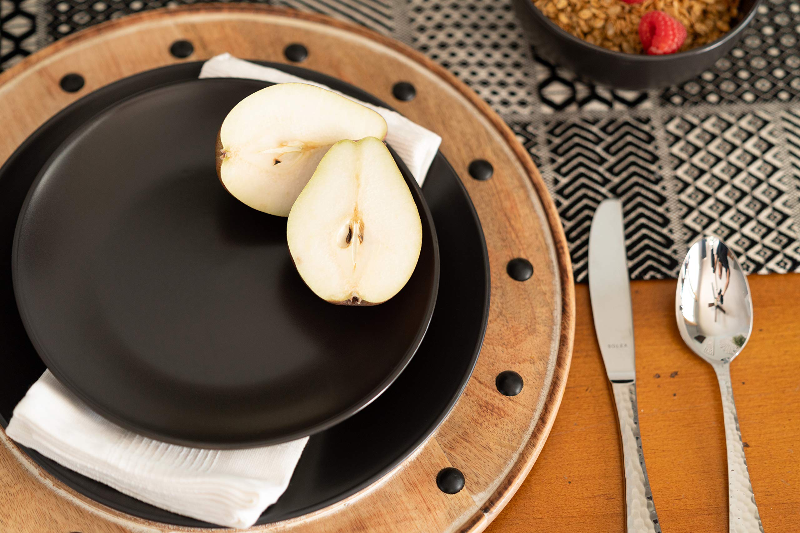 10 Strawberry Street Wazee Matte 10.5" Coupe Dinner Plate, Set of 6, Black