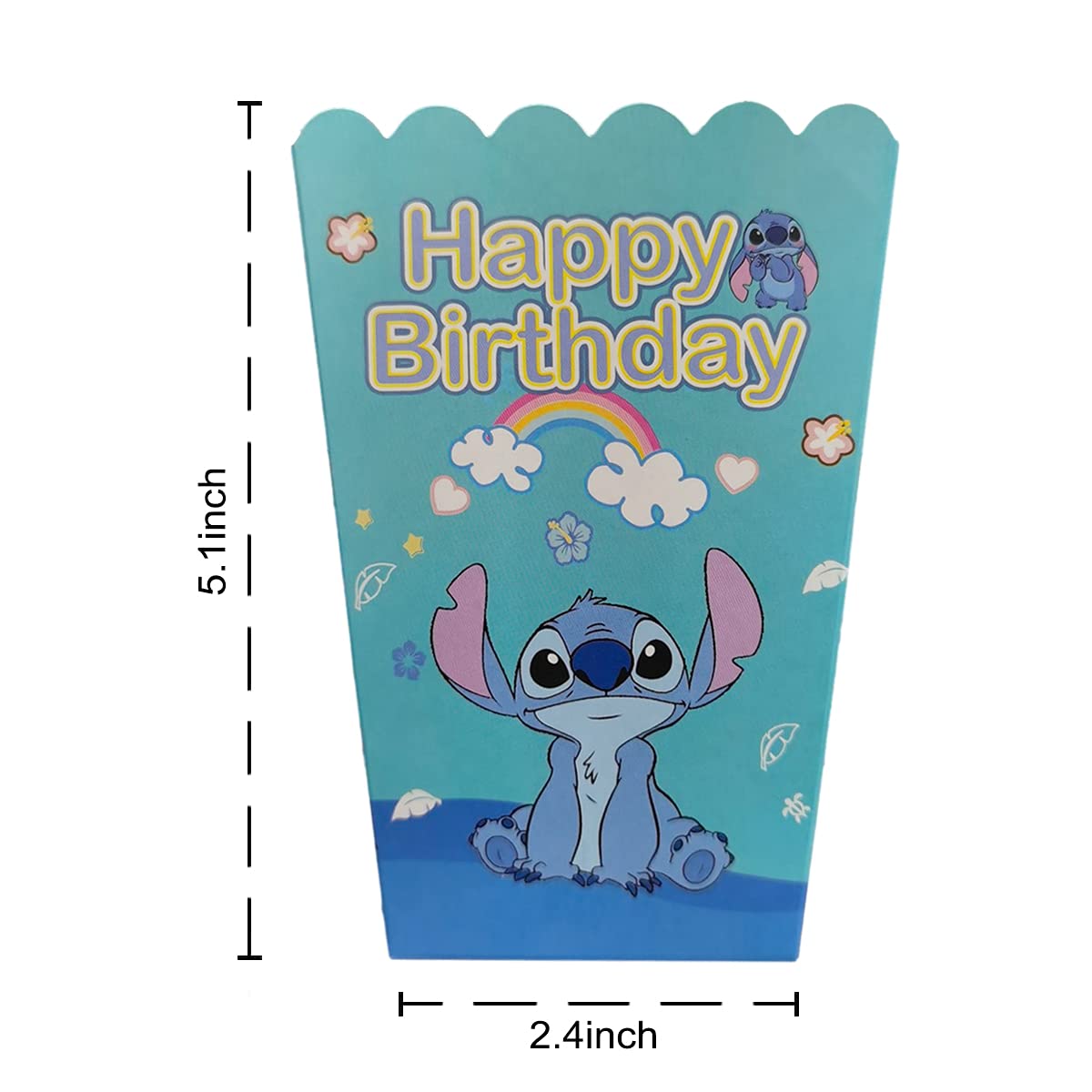 12Pcs Stitch Party Popcorn Boxes,Stitch Birthday Theme Party Supplies
