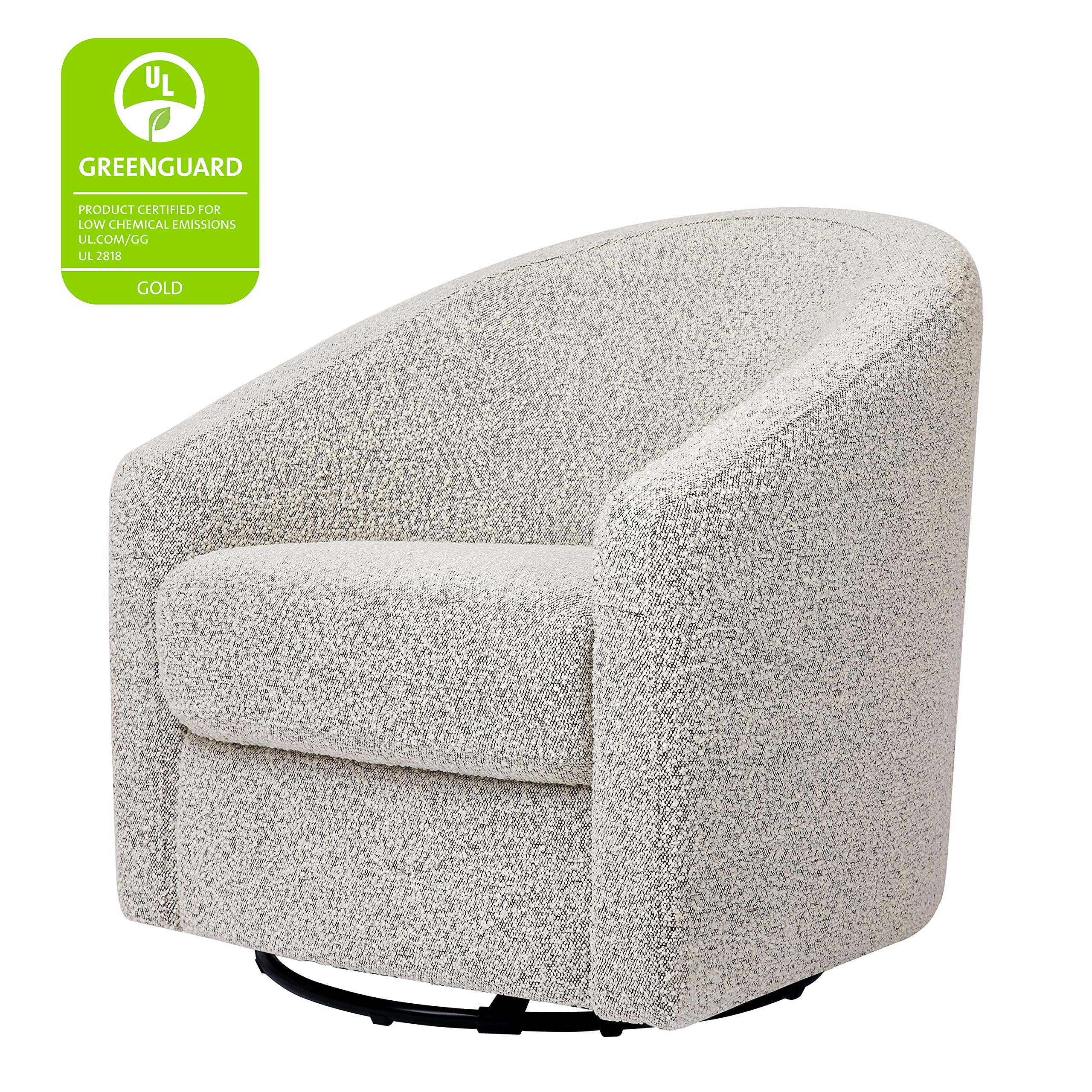 babyletto Madison Swivel Glider in Black White Boucle, Greenguard Gold and CertiPUR-US Certified