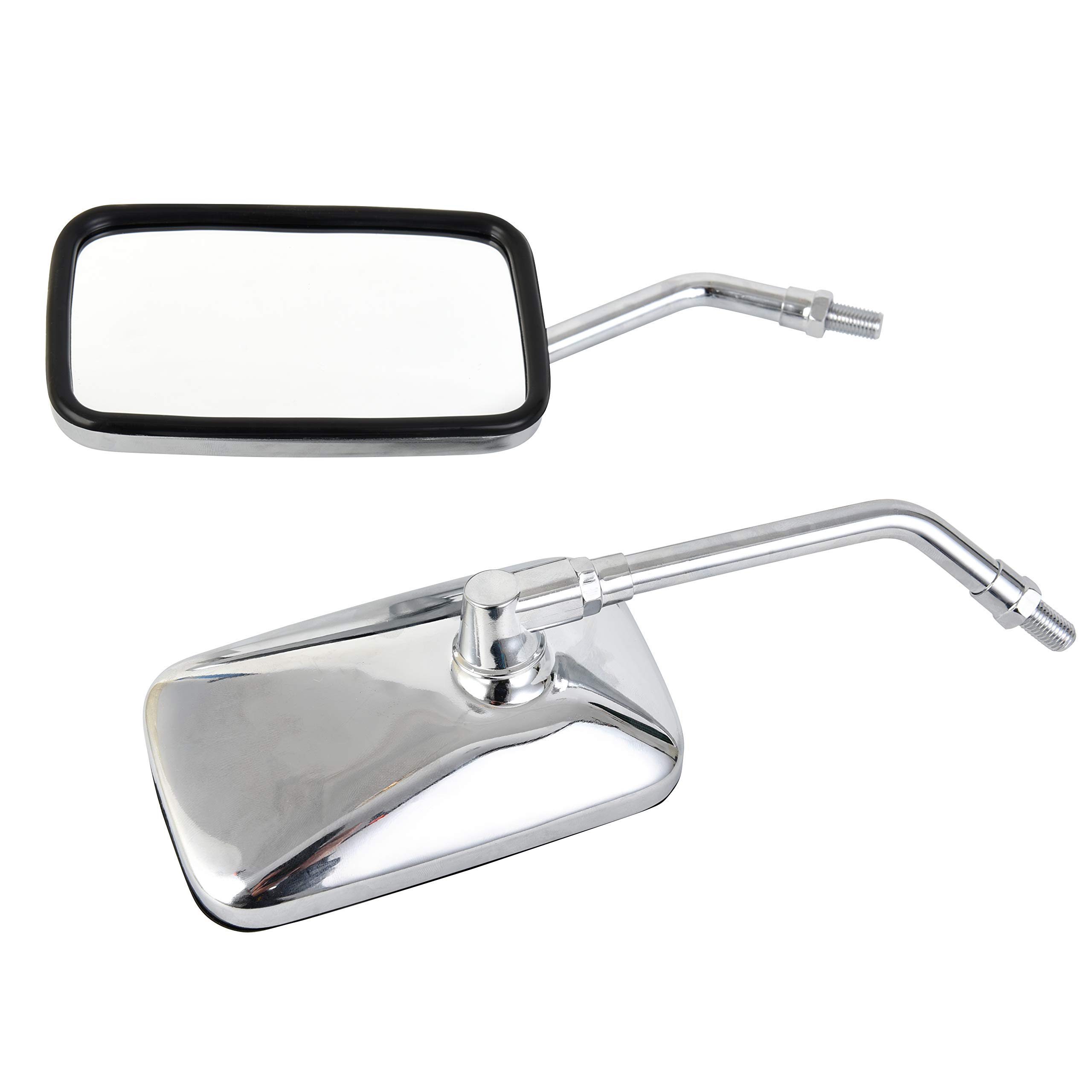 10 mm Bolt Chrome Motorcycle Universal Handlebar Rear view Side Mirrors for Harley Kawasaki Suzuki Aprilia Street Bike Cruiser Scooter Mirror SIZE:125mm X 70mm