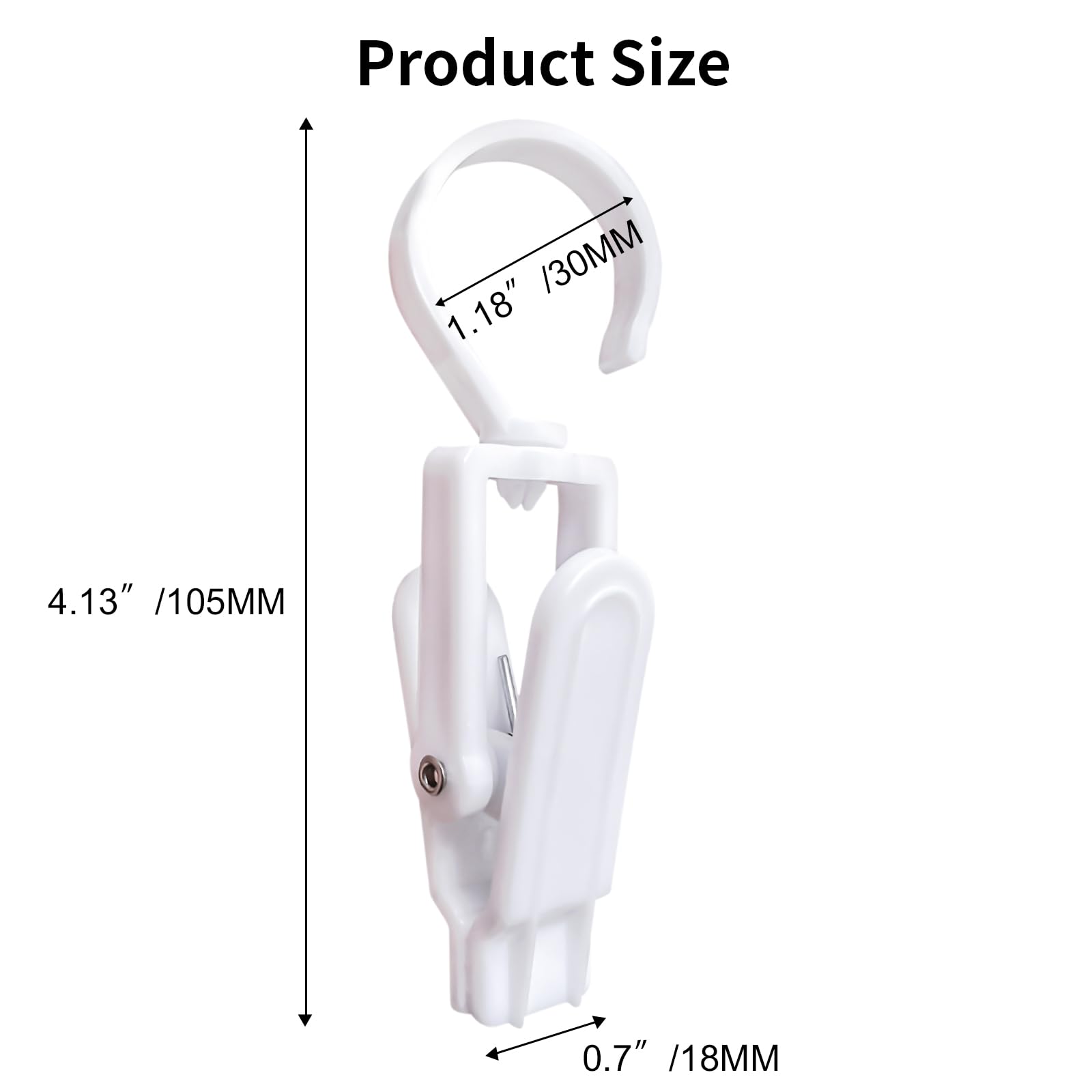 12 Pcs Super Strong Plastic Swivel Hanging Hooks, Curtain Clips, Clothes Pins, Beach Towel Clips, Home Swivel Laundry Clips for Hats, Pants, Towels, Socks, Pants (White)
