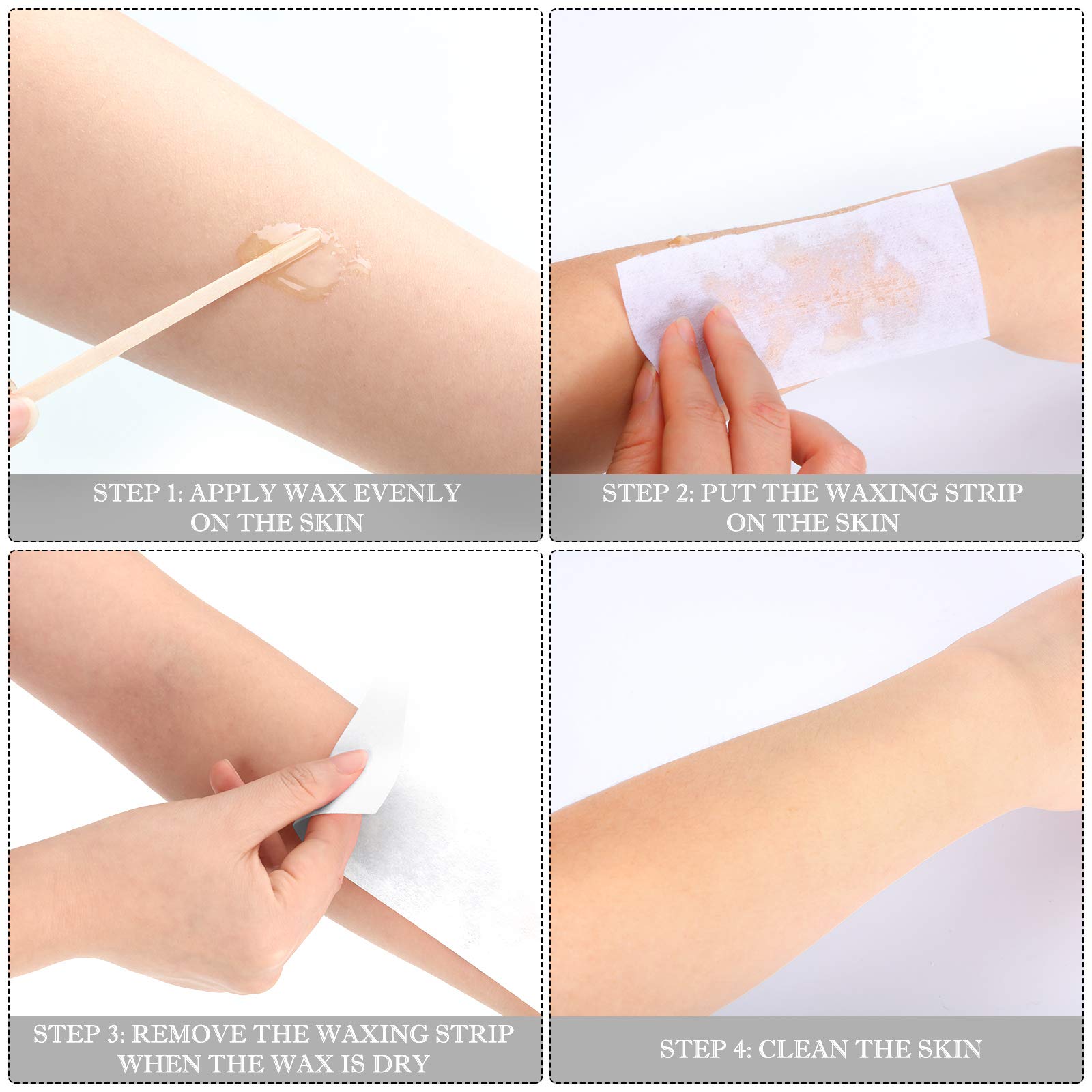 800 Pieces Wax Strips Non-woven Waxing Strips Hair Removal Waxing Strips Body and Facial Wax Strips Cold Wax Strips Wax Ready-Strips for Facial Arms Legs Armpit Hair Eyebrow and Bikini, 2 Sizes